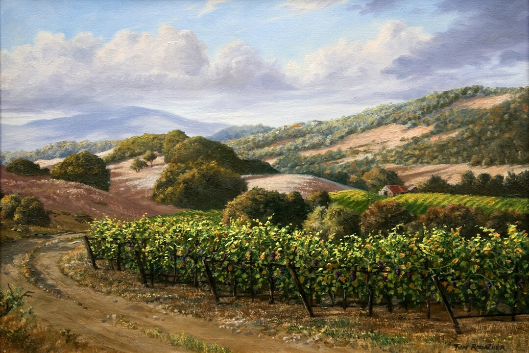 Vineyard Print, Landscape Paintings, California Wine Country Scenery ...