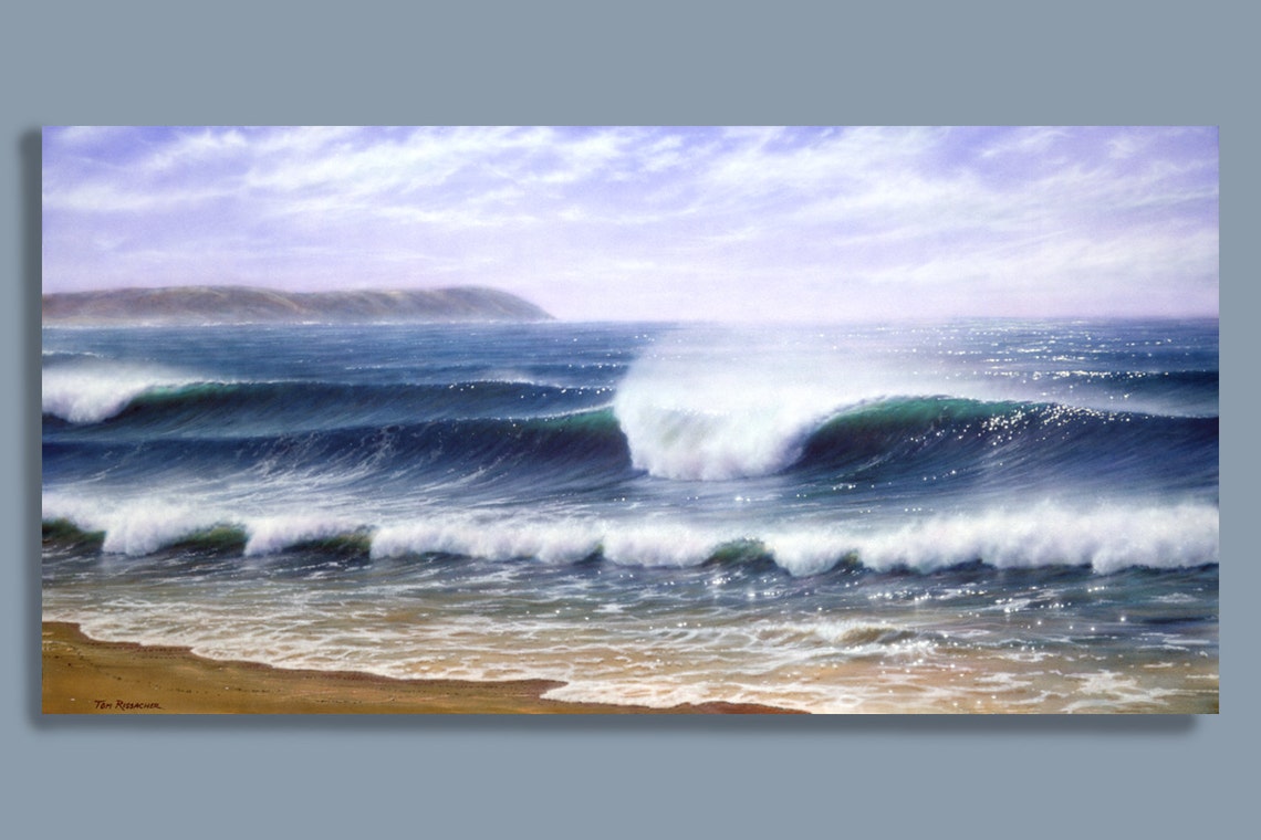 Surf Art Airbrush Wave Print Acrylic Seascape Ocean - Etsy