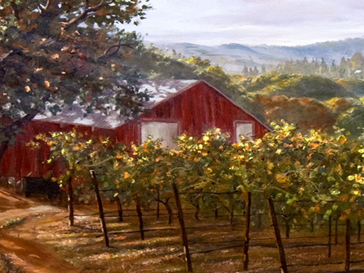 Vineyard Painting, Landscape Print, Wine County Art, Fall Colors - Etsy