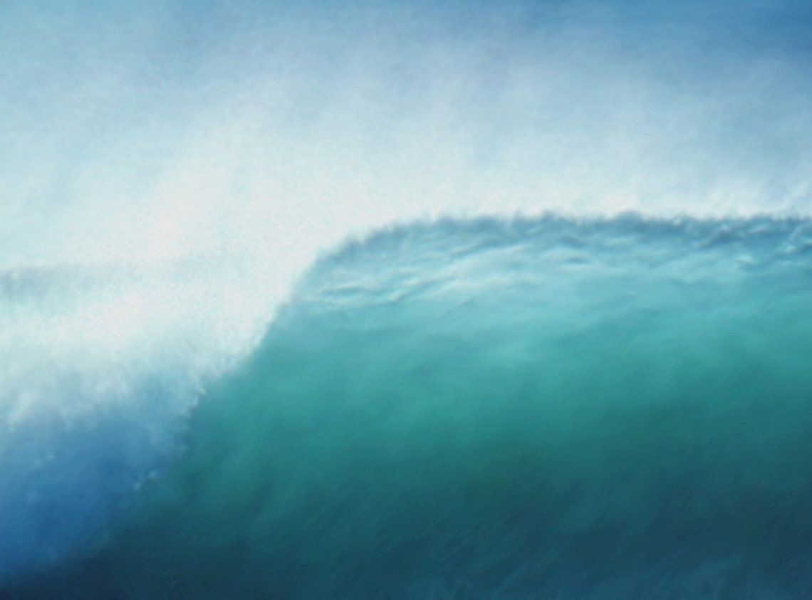 Airbrush Wave Print, Ocean Painting, Hawaii Beach Scene, Turquoise ...