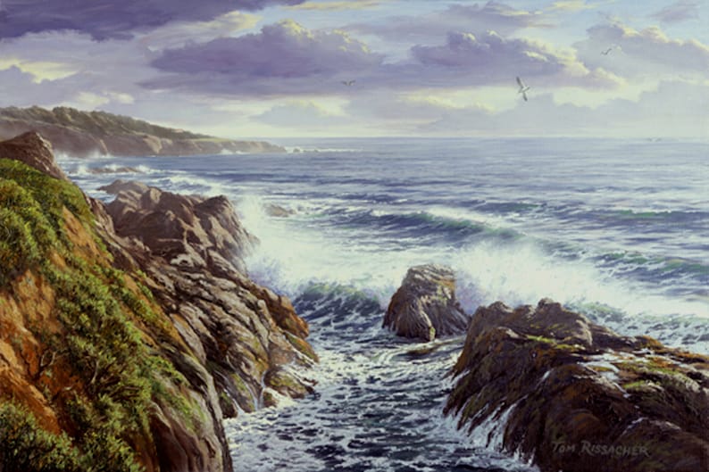 Ocean Print on Canvas, Mendocino Coast, Seascape Art, Ocean Painting ...