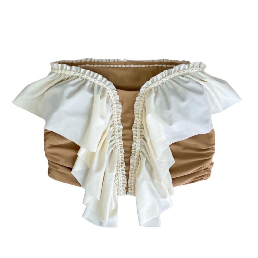 Butterfly Ruffle Tube Top: Cream and Sand - Etsy
