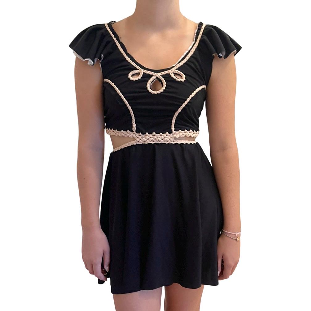 REVERSIBLE MINI DRESS Flutter Sleeve Rodeo Dress Black White Beige ...