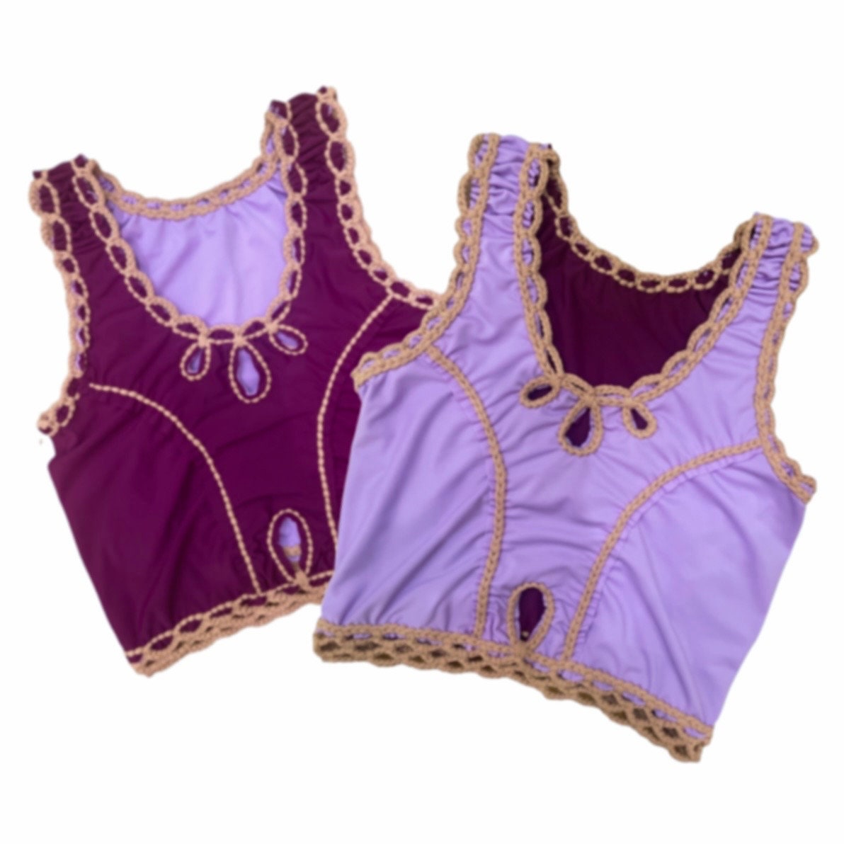 REVERSIBLE SCRUNCHIE RODEO Cutout Keyhole Crop Top Lilac Plum Beige ...