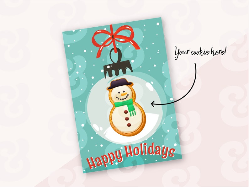 Happy Holidays Ornament Cookie Card Holiday Cookie Printable Christmas ...
