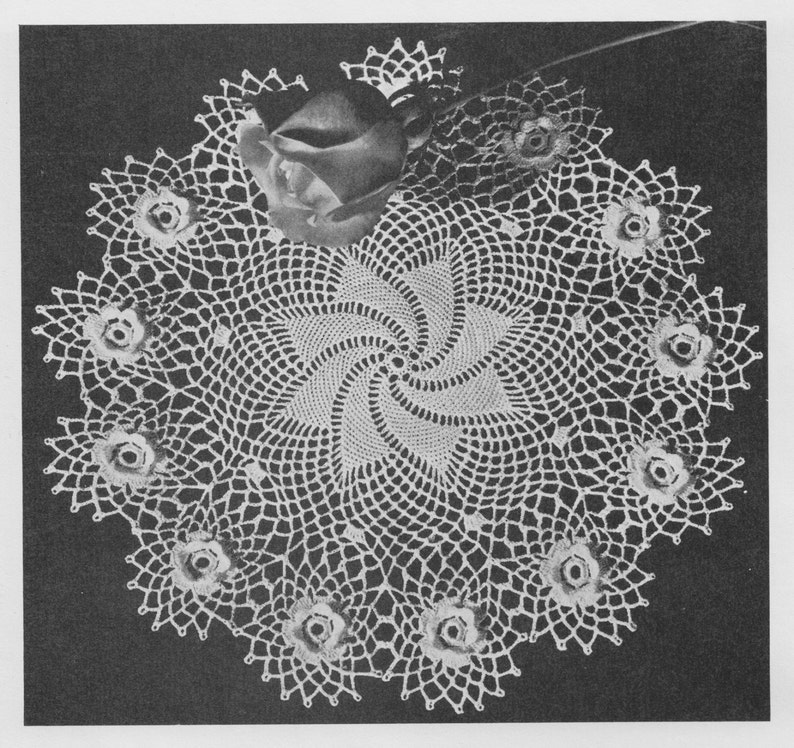 Rose Whirl Vintage Irish Crochet Doily Pattern - Etsy New Zealand