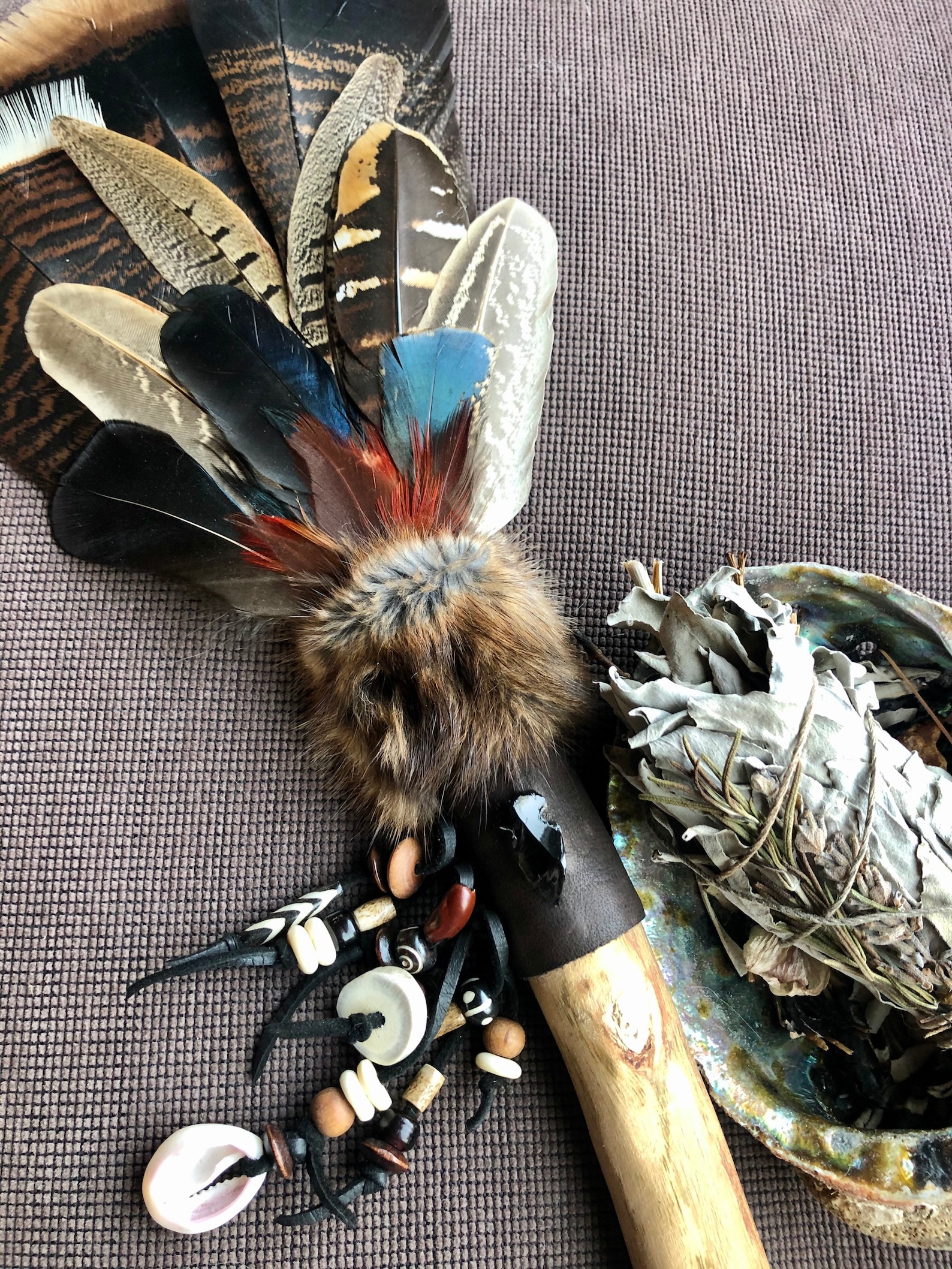 Spirit of Shaman Medicine Smudge Fan With Rattle ~ Shaman Wand, Shaman ...