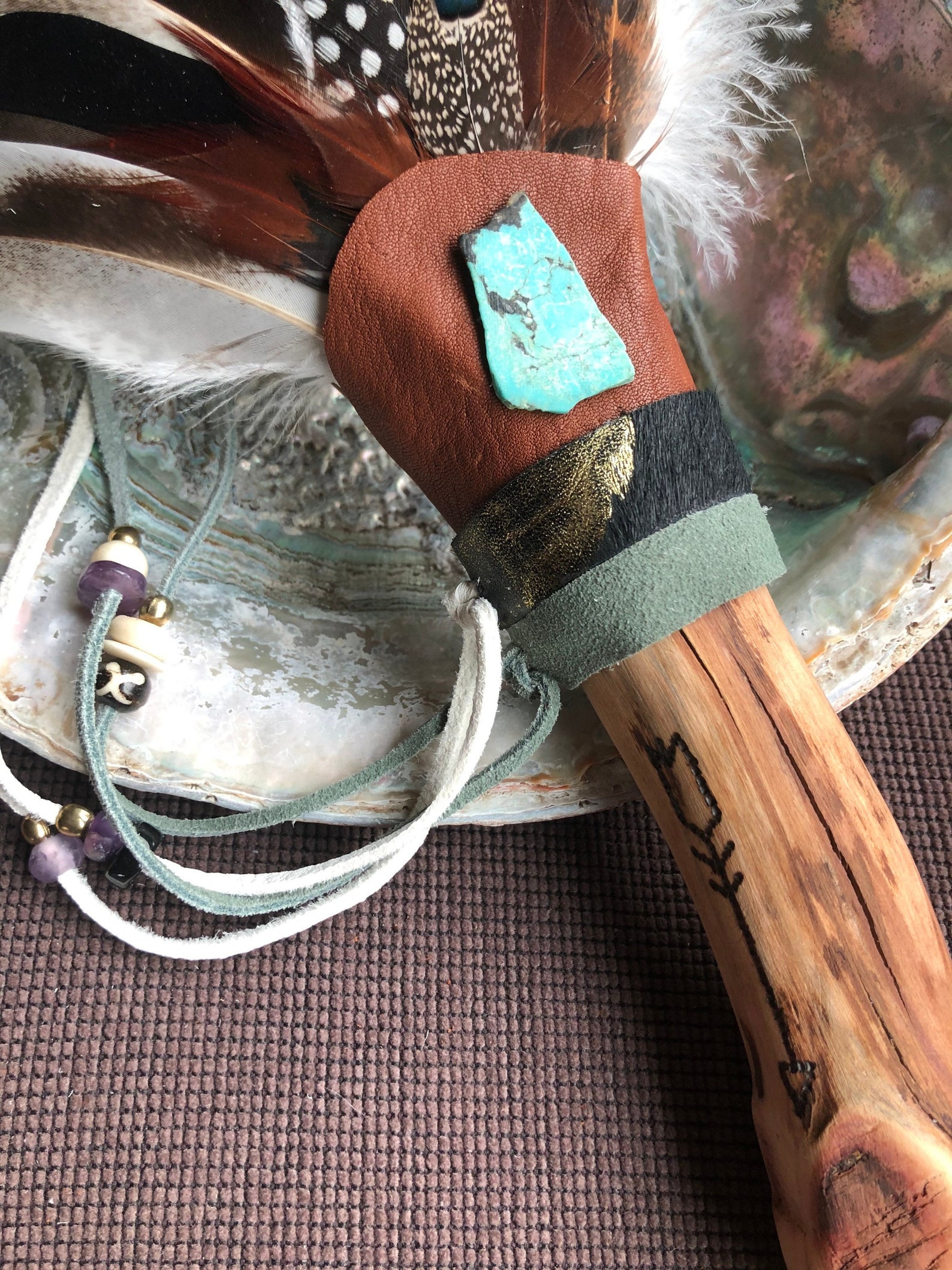 Ceremony Feather Staff Custom Smudging Fan Shaman Spirit - Etsy