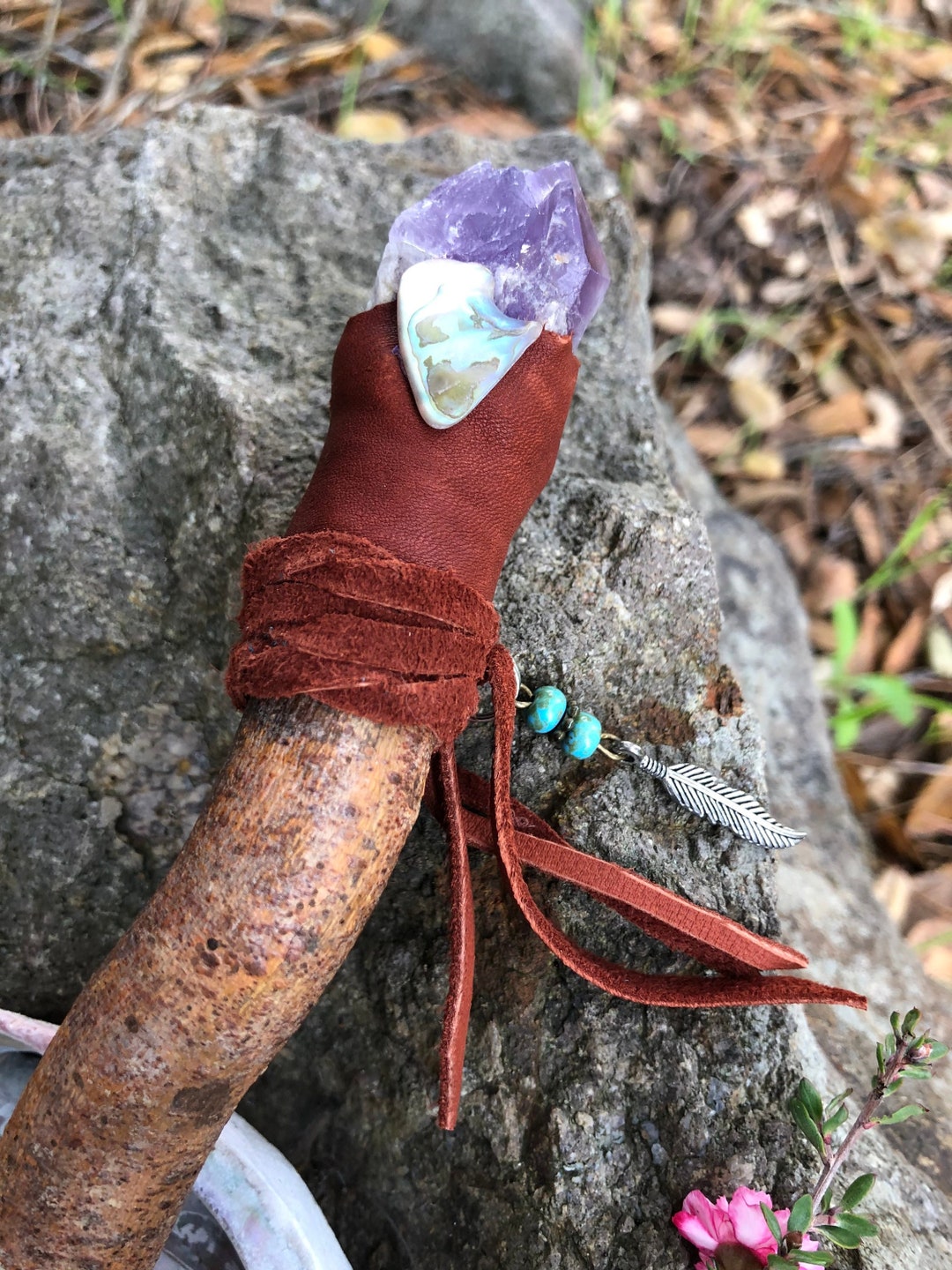 Shaman Staff, Spirit Wand, Wiccan Altar, Amethyst, Crystal Healing ...