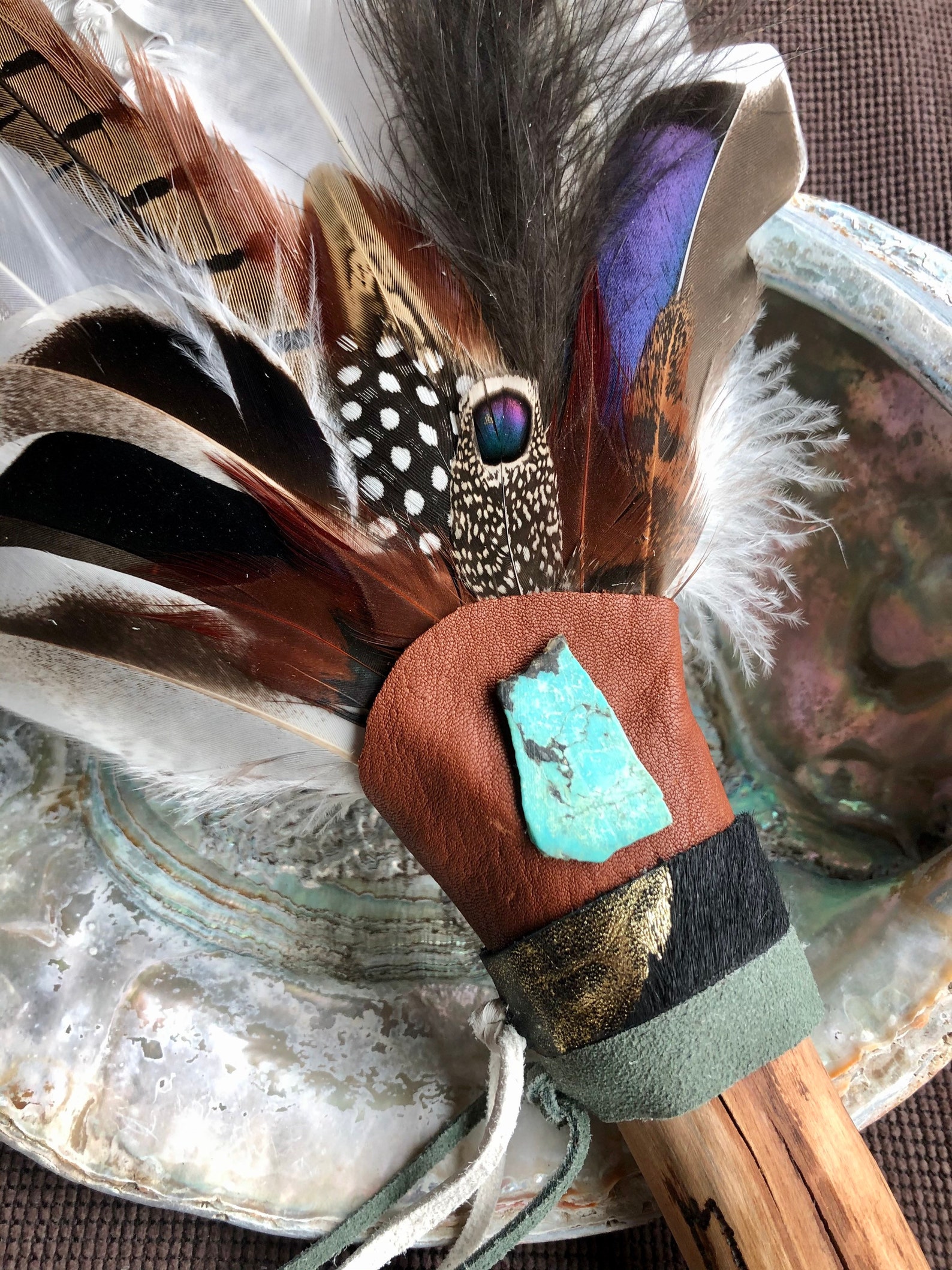 Ceremony Feather Staff Custom Smudging Fan Shaman Spirit - Etsy