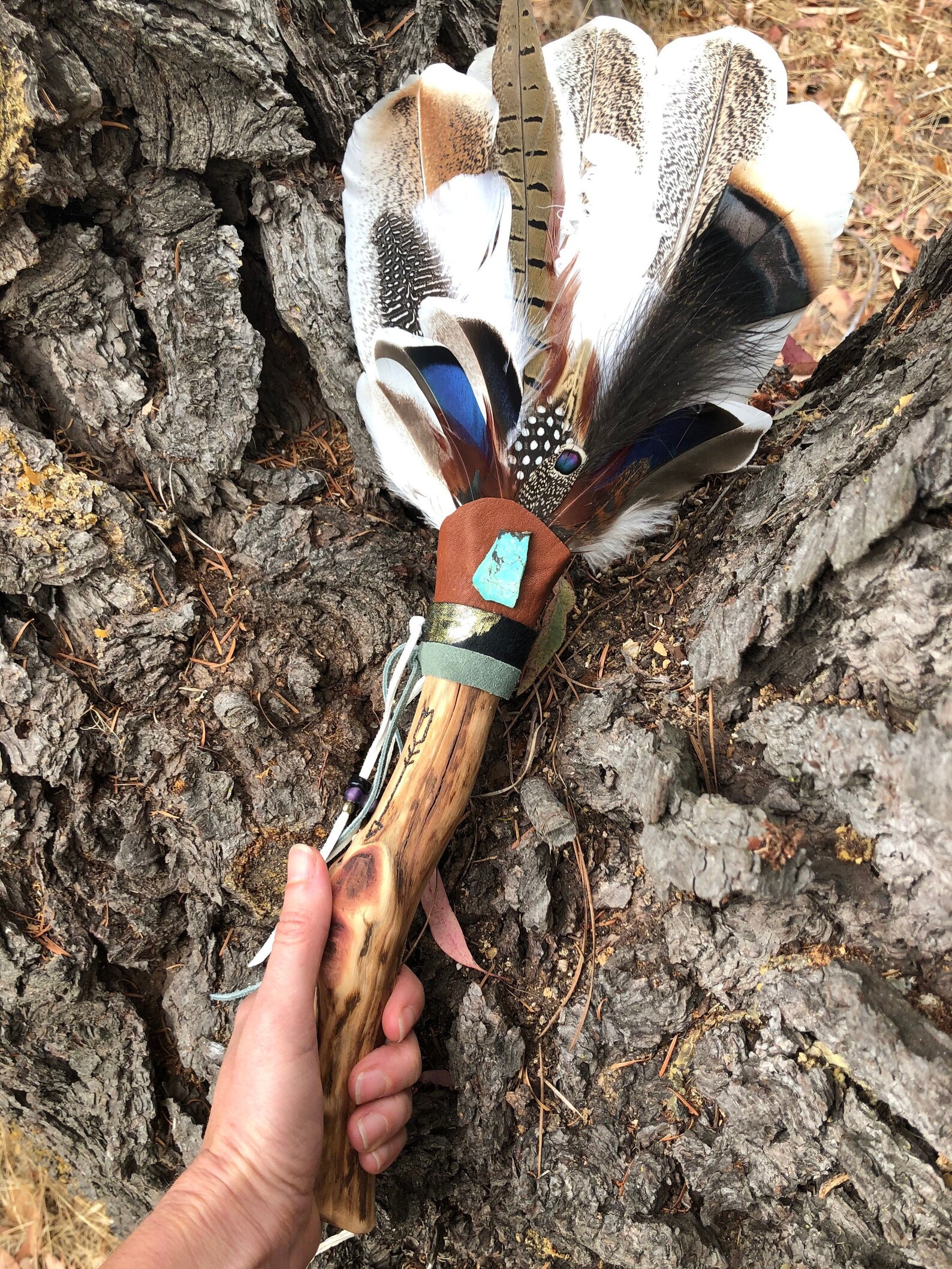 Ceremony Feather Staff Custom Smudging Fan Shaman Spirit - Etsy