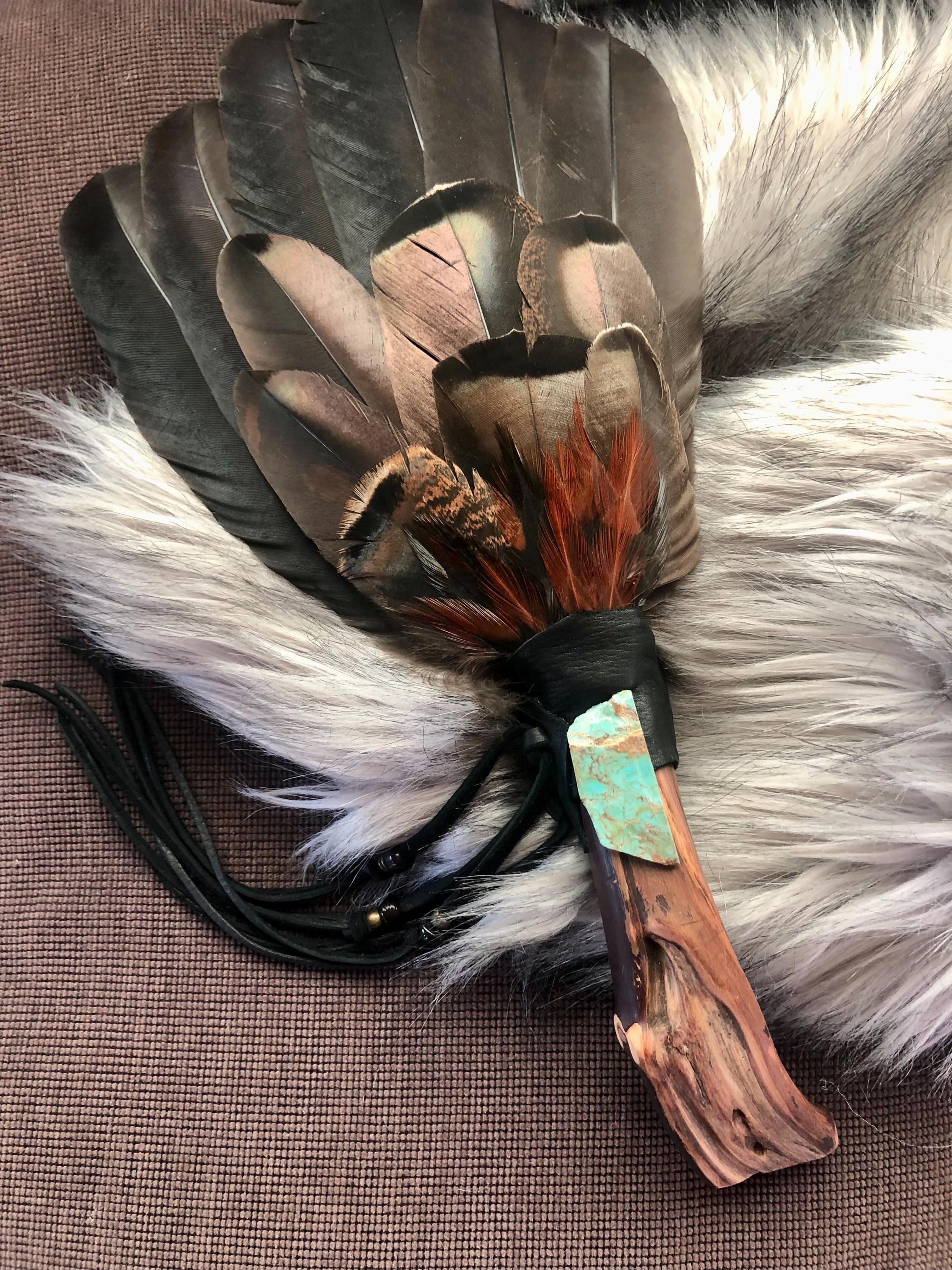Custom Medicine Man Feather Fan: Smudging Wand, Spirit Staff - Etsy