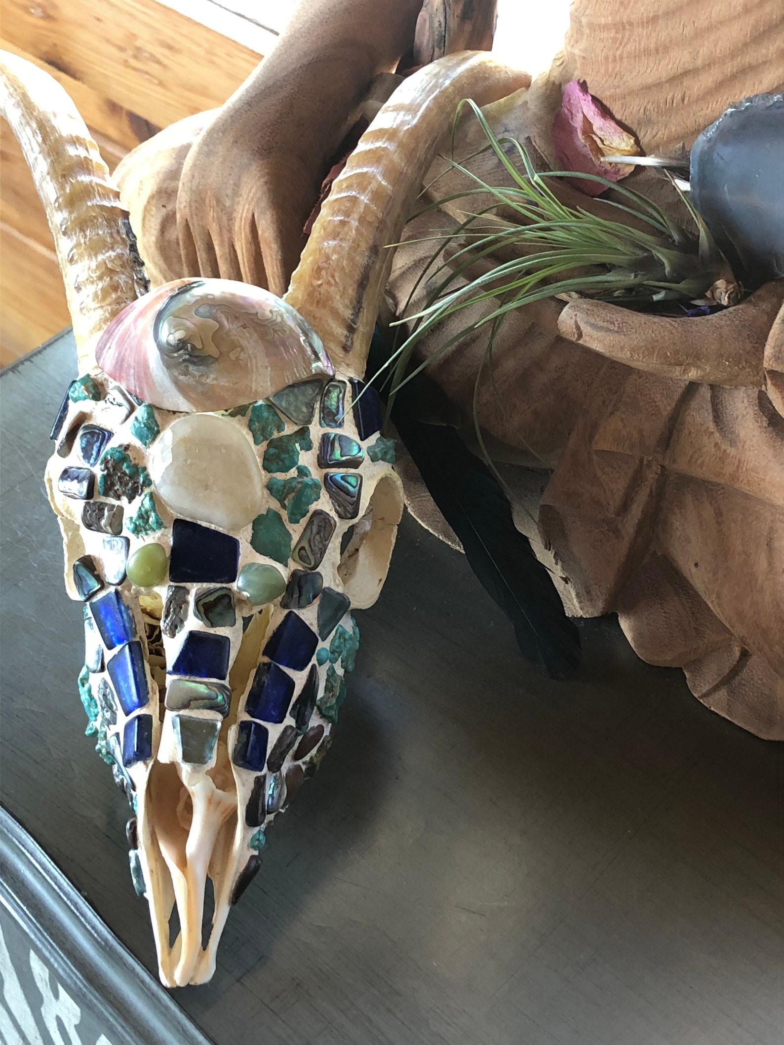 Mosaic Goat Skull Art Animal Skull Wall Hanging Antler - Etsy