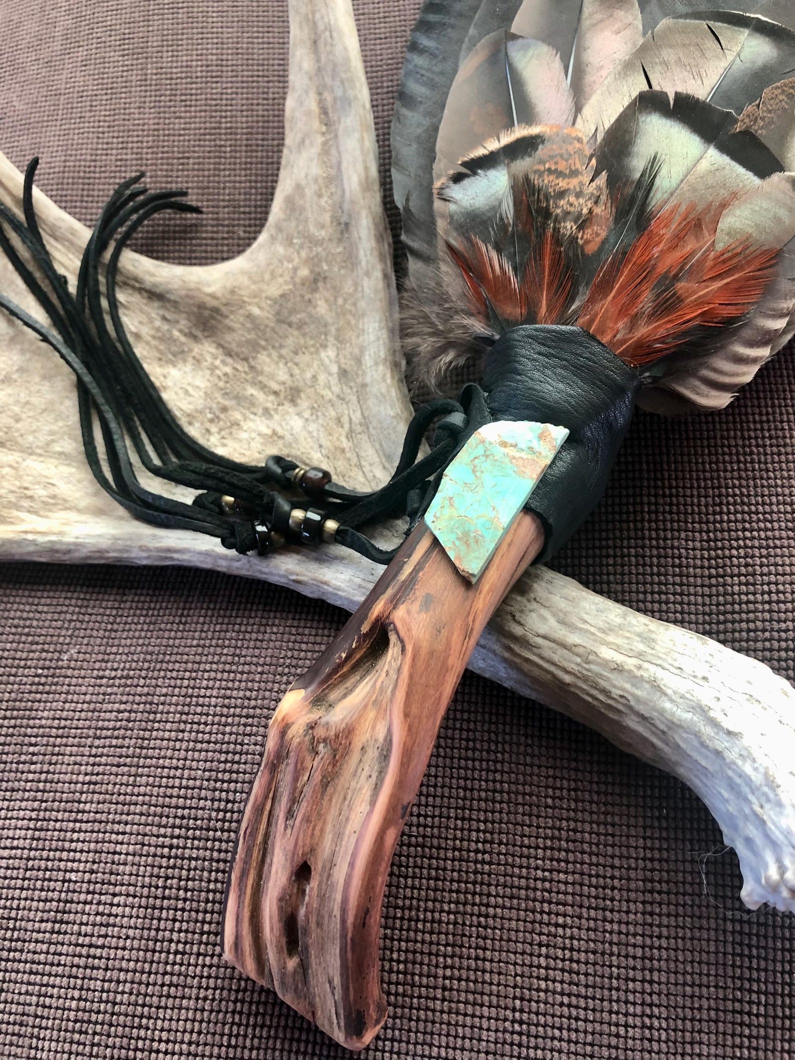 Custom Medicine Man Feather Fan: Smudging Wand, Spirit Staff - Etsy