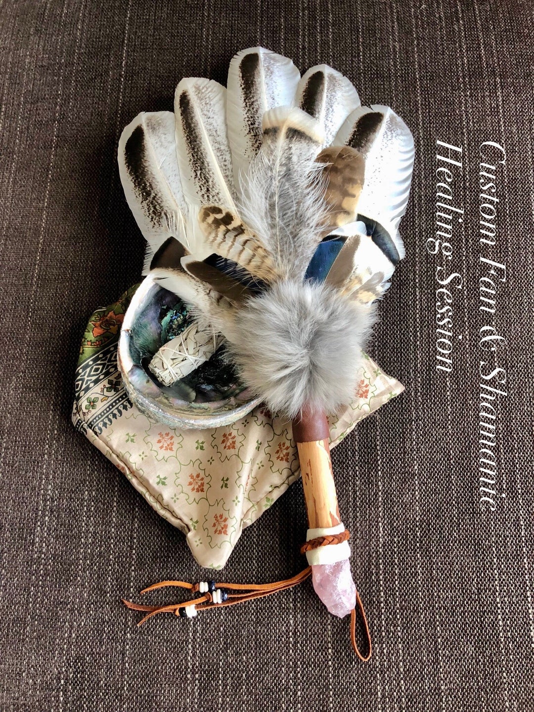 Custom Shaman Fan, Smudging Feather, Spirit Staff, Wand, Healer, Altar ...
