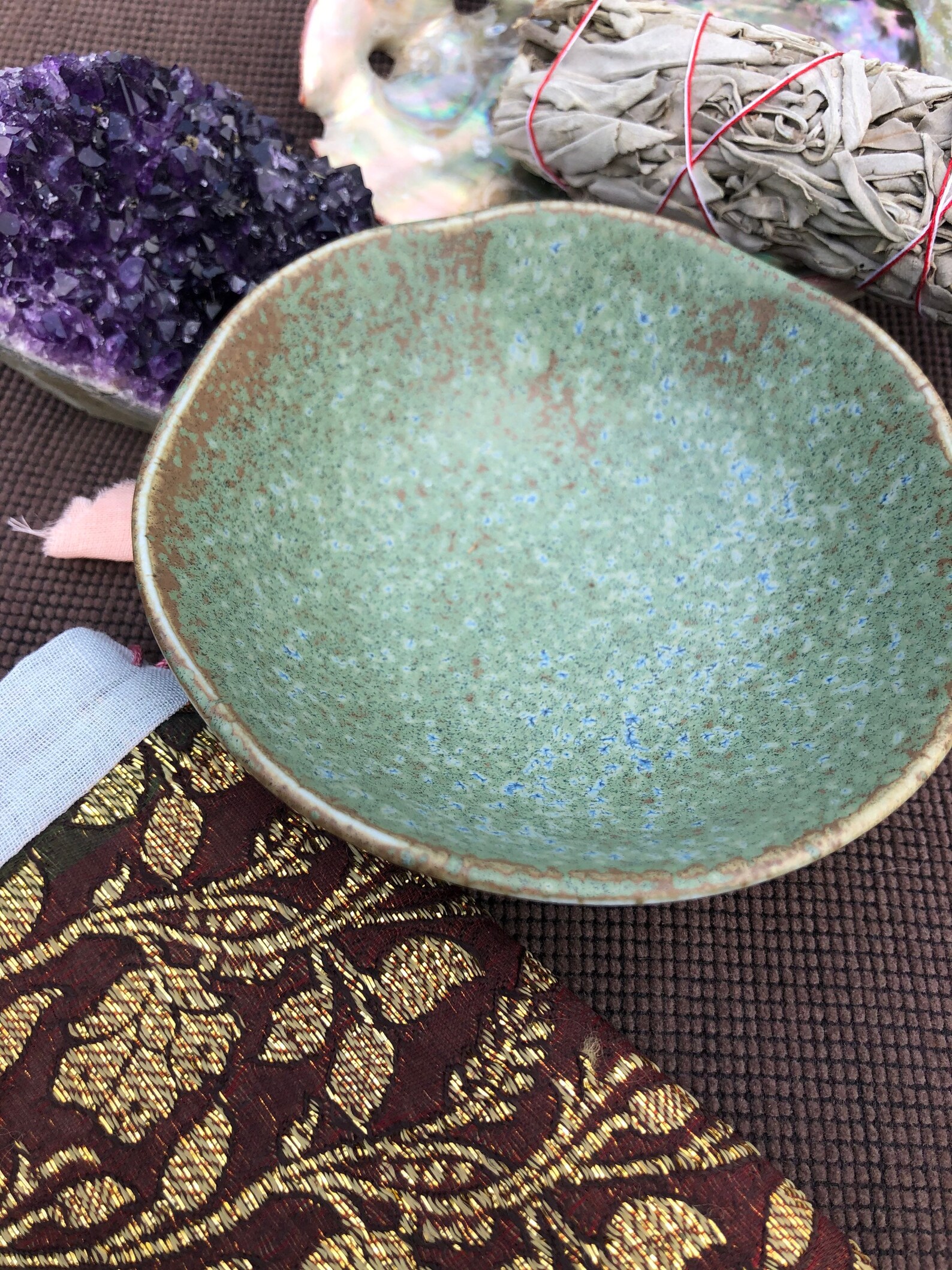 Energy Cleansing Kit Abalone Shell Ceramic Bowl Sage - Etsy