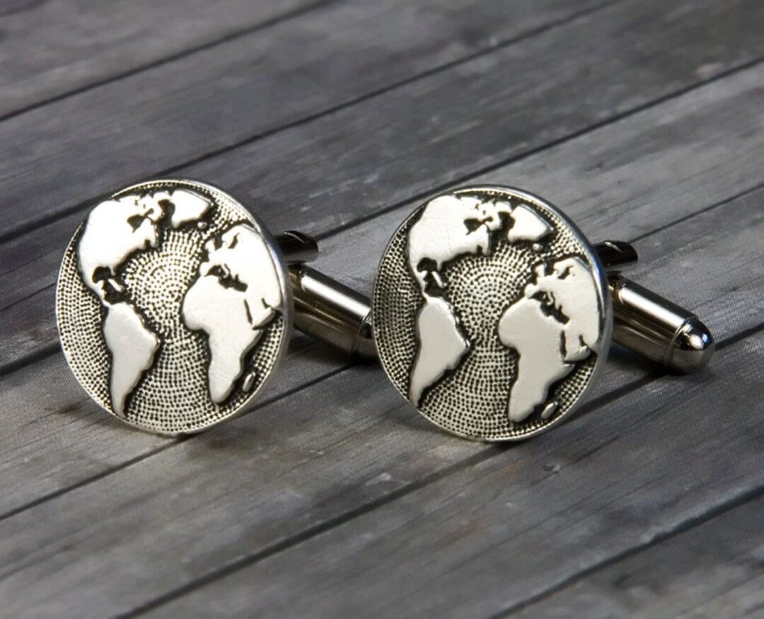 Globe Cufflinks - Globe Cuff Links - World Cufflinks - Mens Handmade Cuff Links Accessory ...