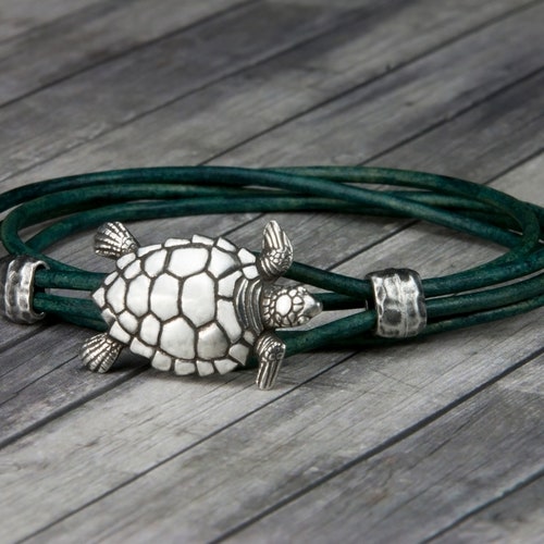 Womens Leather Bracelet Turtle Mens Leather Bracelet | Etsy
