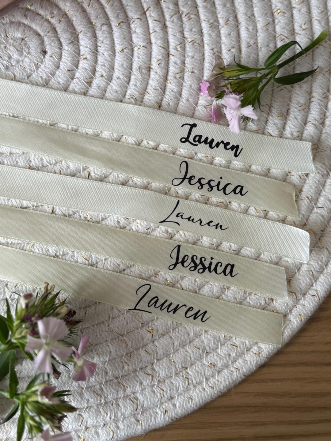 Ribbon Name Tag: Personalised Wedding Ribbons & Cocktail Glass Name ...