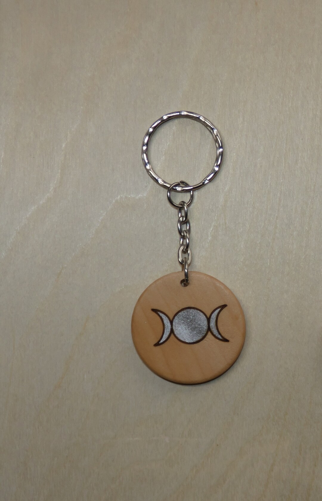 Keyring With Triple Moon and Blessed Be Design, Pagan Key Chain ...