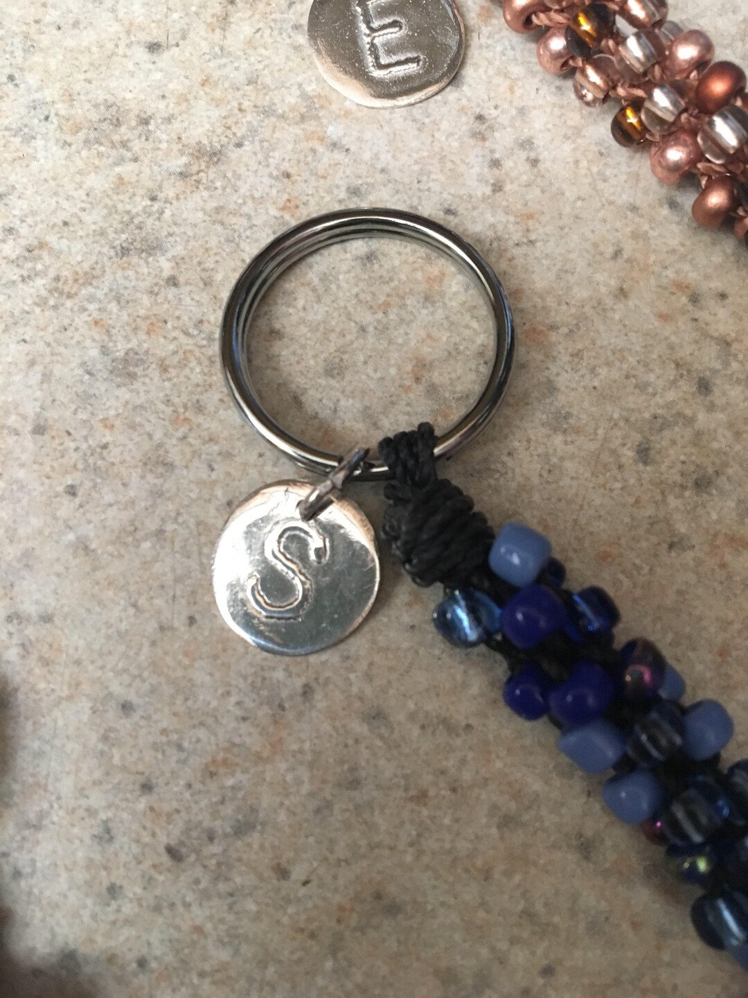 Beaded Kumihimo Initial Key Ring - Etsy