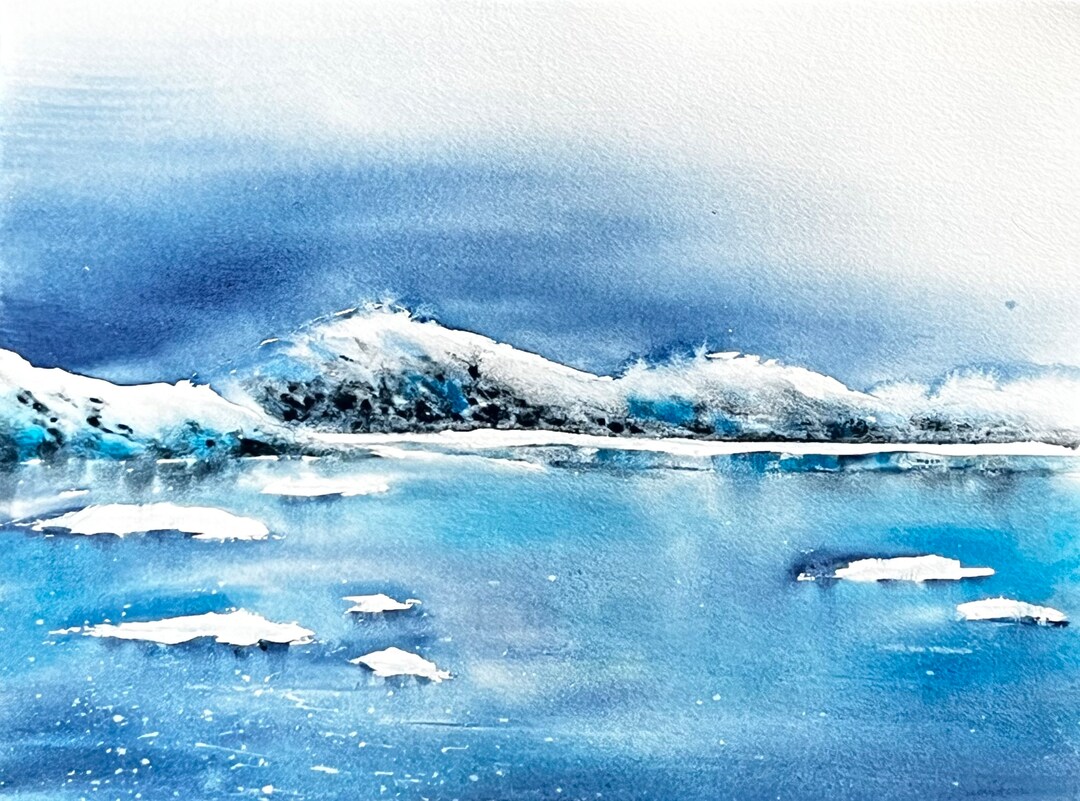 Iceland, Blue Lagoon Watercolor Original Painting, Blue Water, Wall ...