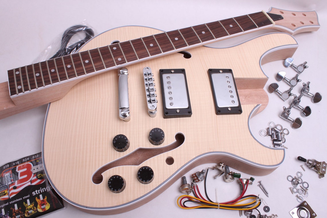 Build Your Own Electric Guitar Kit Carved Top Semi Hollow | Etsy