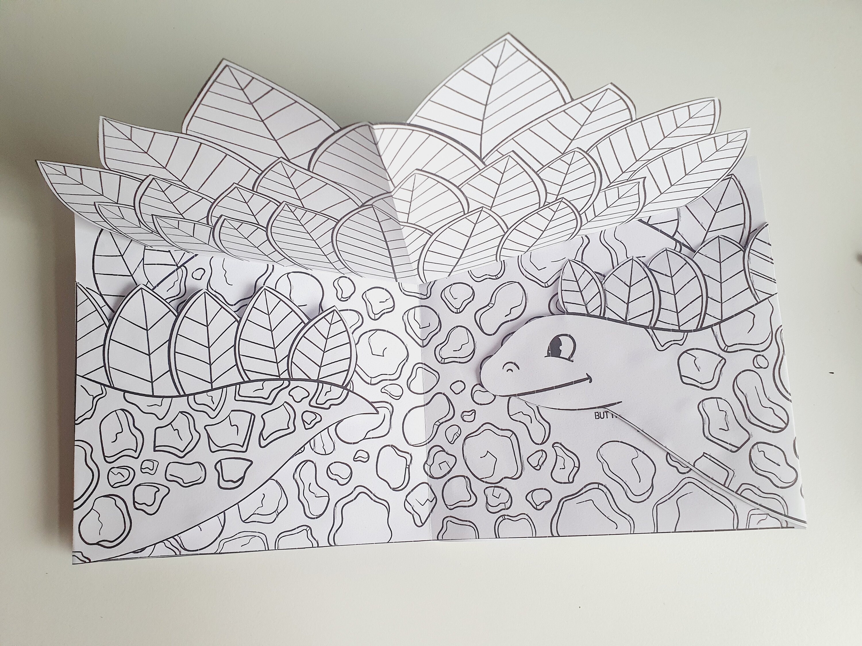 Dinosaur DIY Pop-up Coloring Book: Papercraft Activity (digital ...