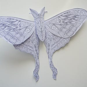 Coloring Luna Moth Paper Craft: DIY Printable Template (digital ...