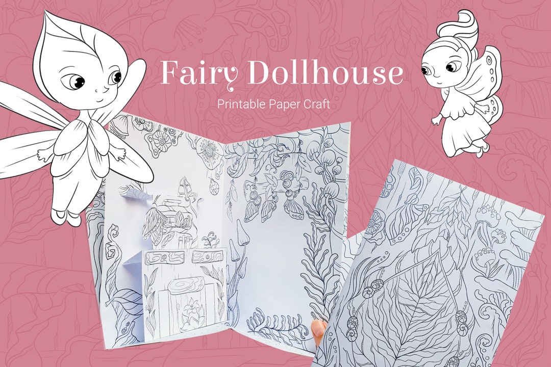 Fairy Paper House Pop-up Coloring Pages 3d Paper House Model - Etsy