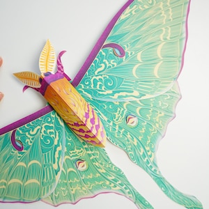 Luna Moth DIY Paper Craft Digital Download Template, 3D Moth Craft Kit ...