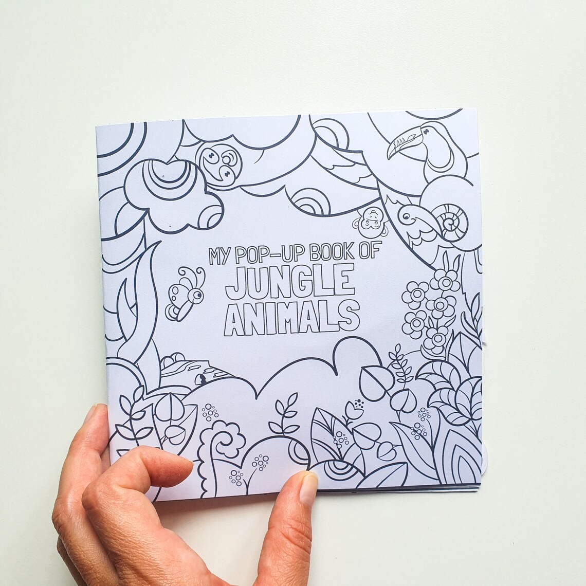 Jungle Animals Pop-up Book, Coloring Papercraft for Kids, Diy Printable ...