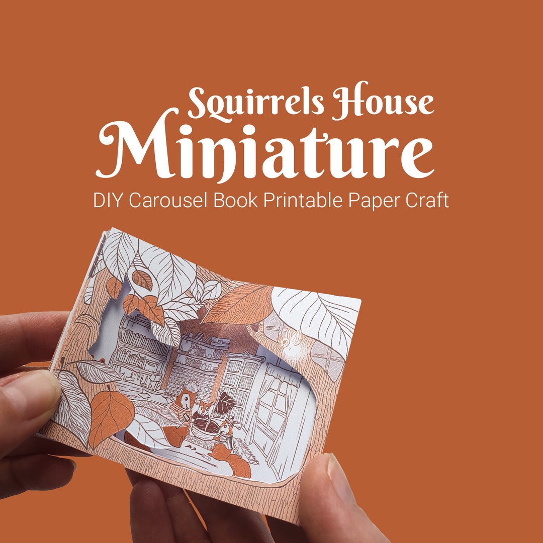 Squirrel Miniature House, Tiny Carousel Book Creation Kit, Paper Craft ...