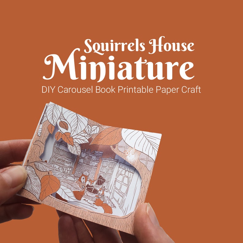 Squirrel Miniature House, Tiny Carousel Book Creation Kit, Paper Craft ...