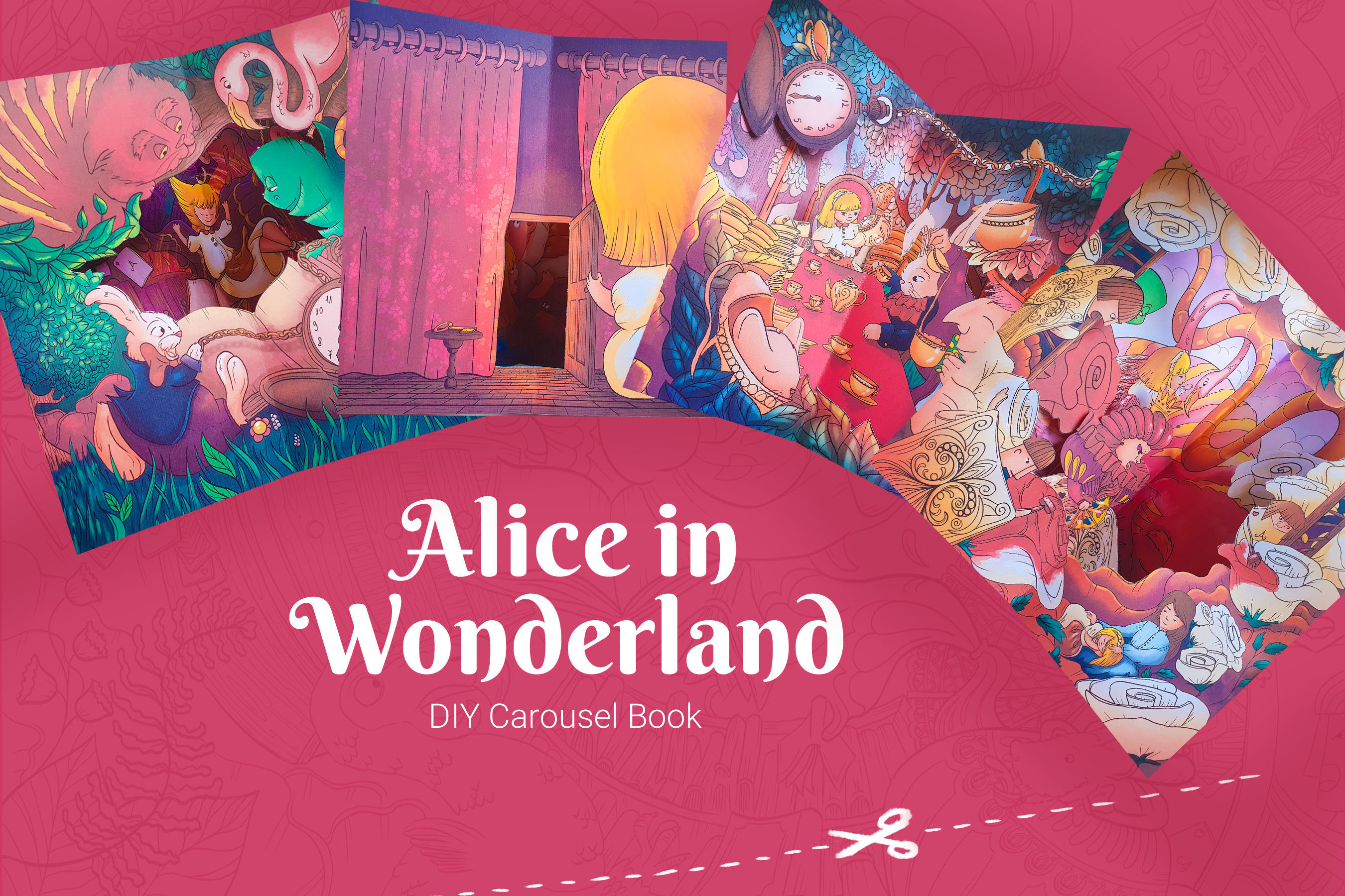 Alice in Wonderland DIY Carousel Book: Printable Paper Craft (instant ...