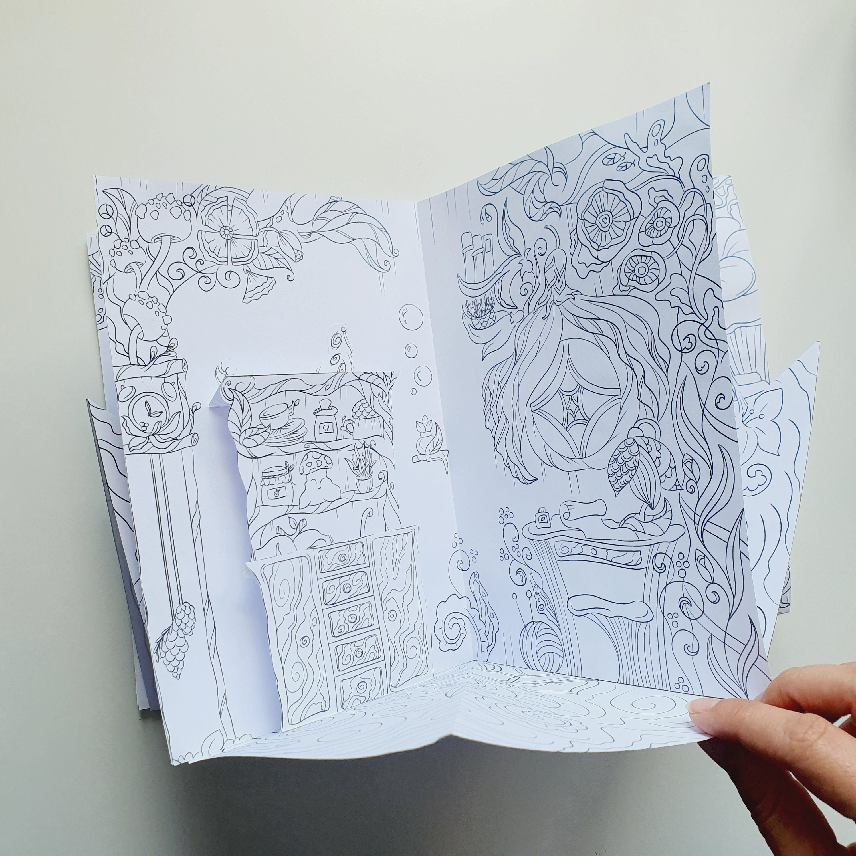 Fairy Paper House Pop-up Coloring Pages, 3d Paper House Model To, Color ...