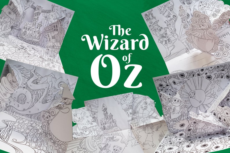 Wizard of Oz Coloring Pop-up Book Template 3d Papercraft Diy - Etsy
