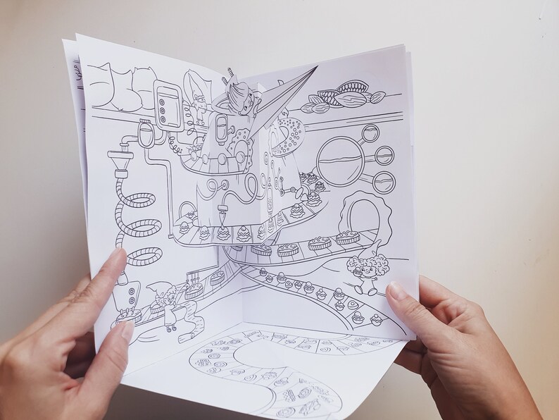 Santa's Workshop Christmas Coloring Pop-up Papercraft - Etsy