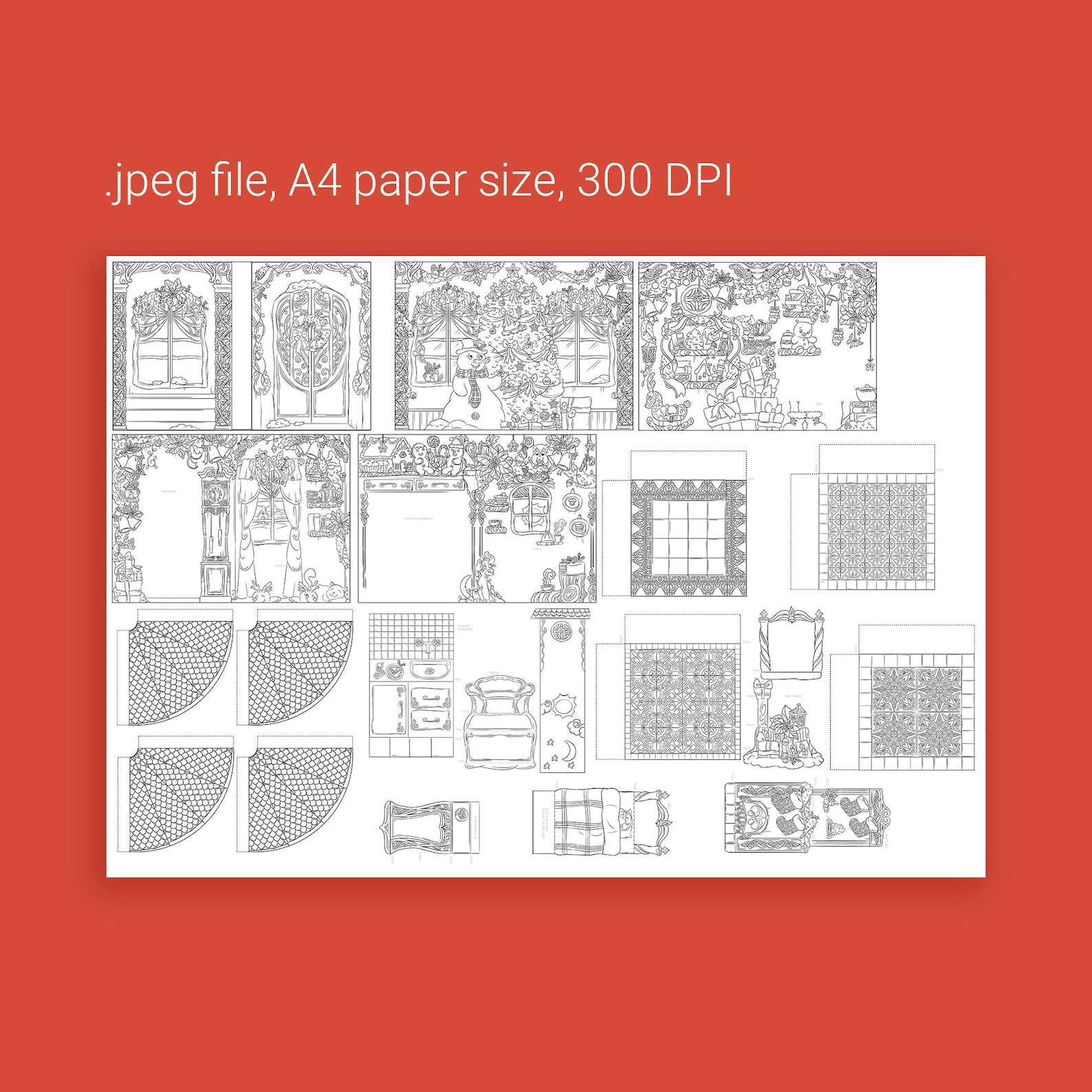 Miniature Christmas Paper House Coloring Paper Craft for Adults ...