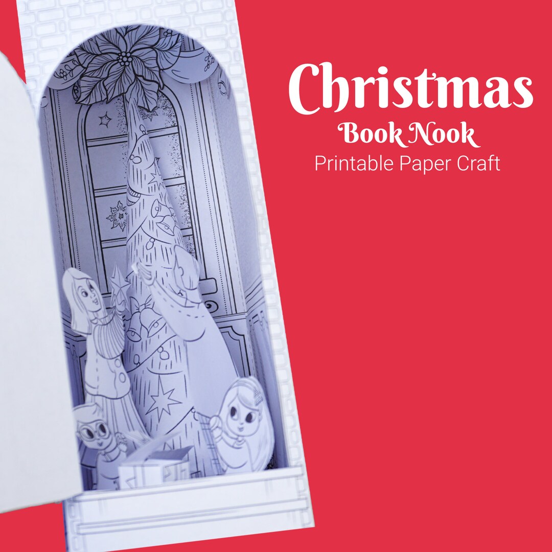 Christmas Tree Room Book Nook, Coloring Booknook Paper Craft, 3D ...