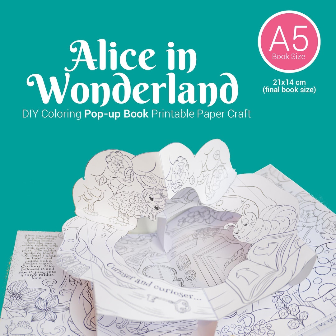 Alice in Wonderland Coloring DIY Popup Book Creation Kit, Printable ...
