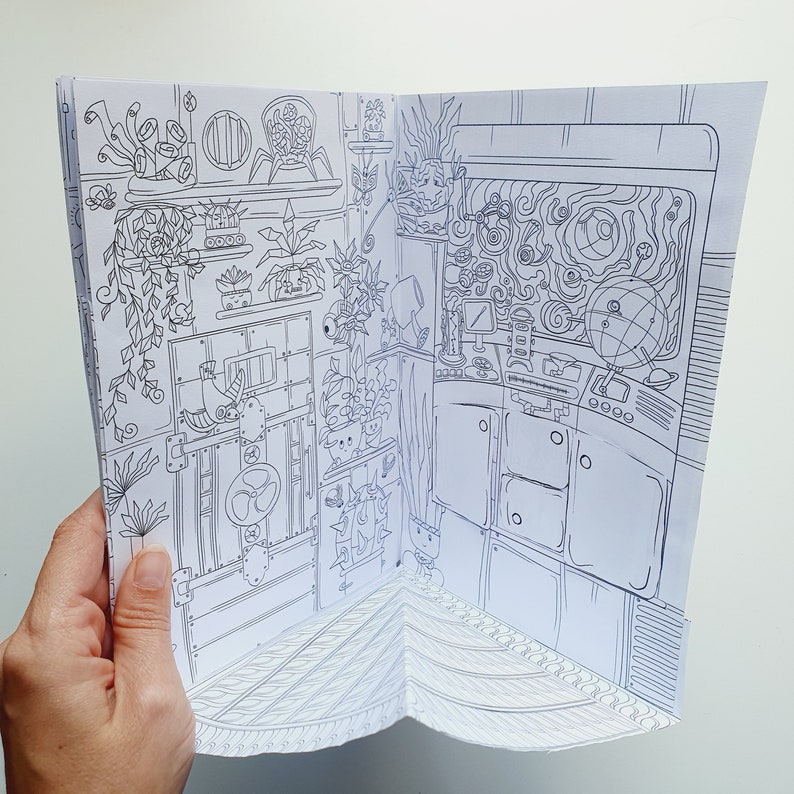 Robot House 3d Papercraft Model With Pop-up Elements, Coloring Pages ...