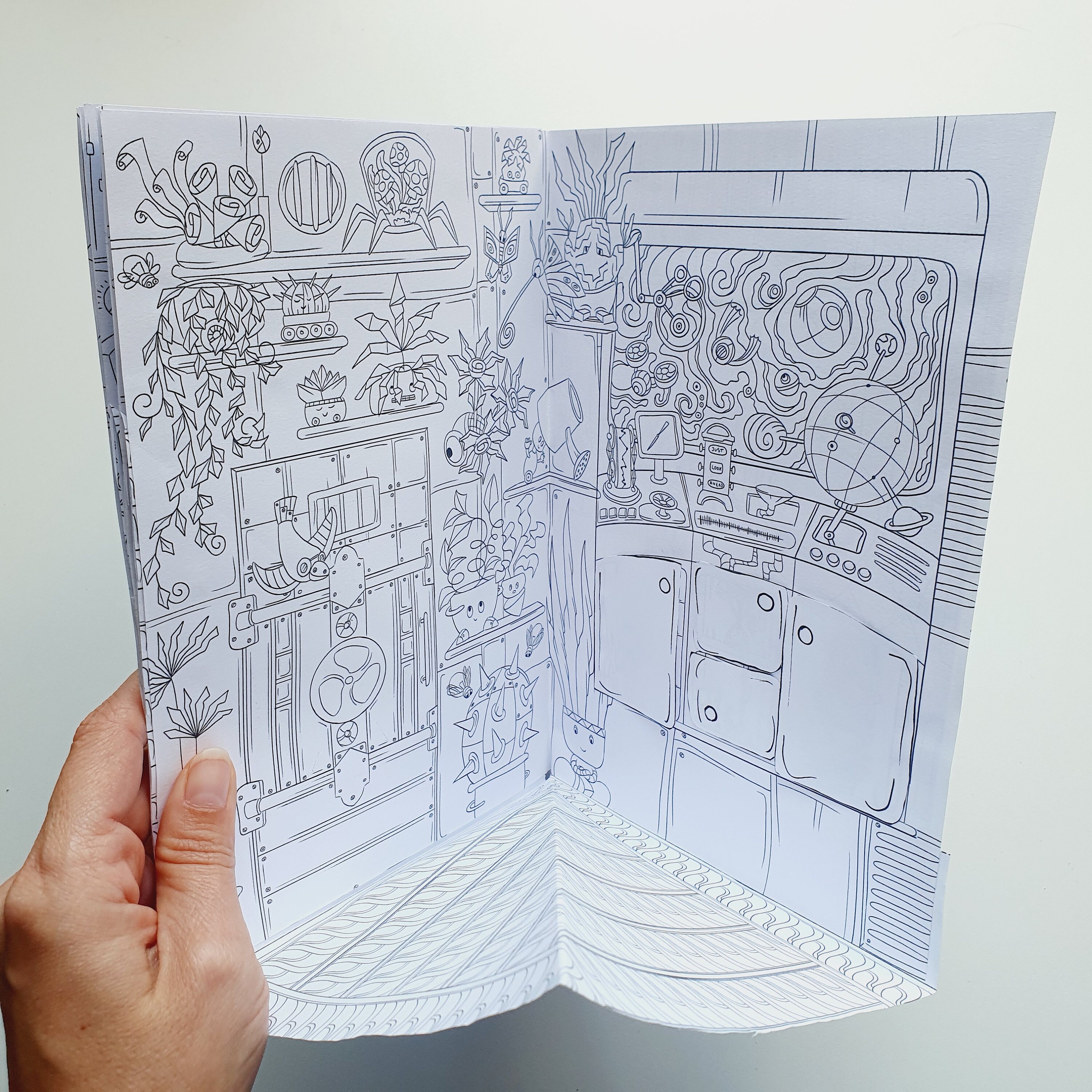 Robot House 3d Papercraft Model With Pop-up Elements, Coloring Pages ...