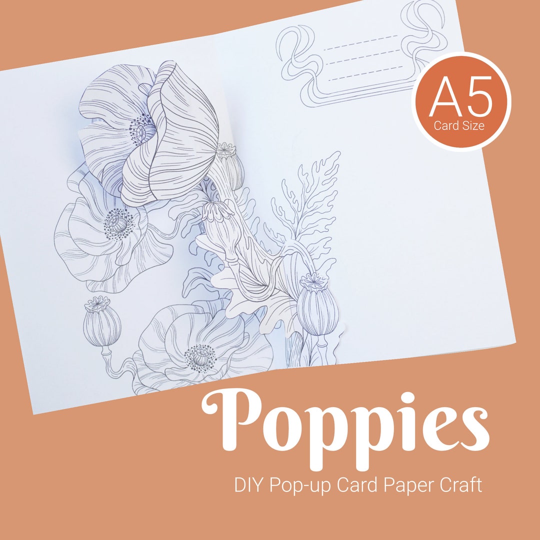 Poppies 3D Popup Card: Printable Paper Craft Kit (A4) (digital Download ...