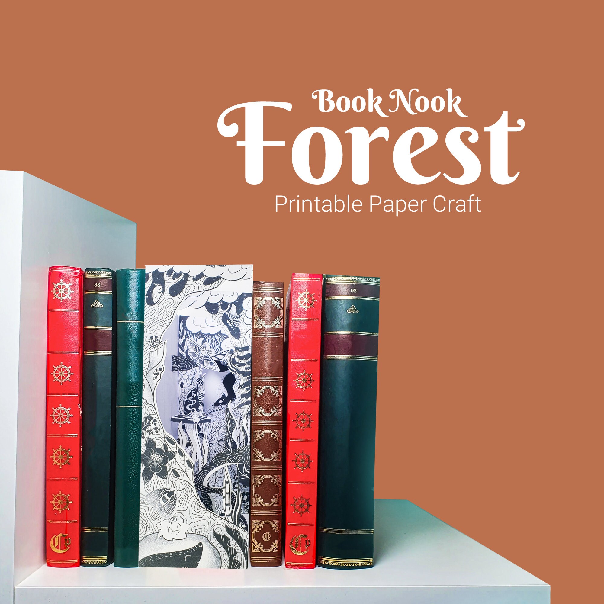 Forest Creatures Paper Book Nook Kit, Paper Crafting Idea for Bookshelf ...