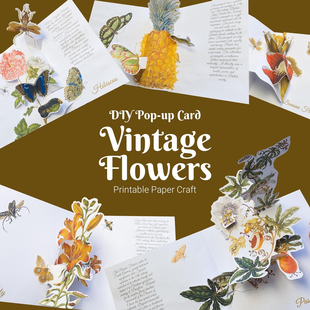 Vintage Botanical Pop-up Book Kit: DIY Floral Paper Craft (printable ...