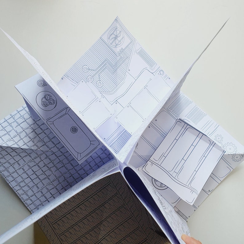 Robot House 3d Papercraft Model With Pop-up Elements, Coloring Pages ...