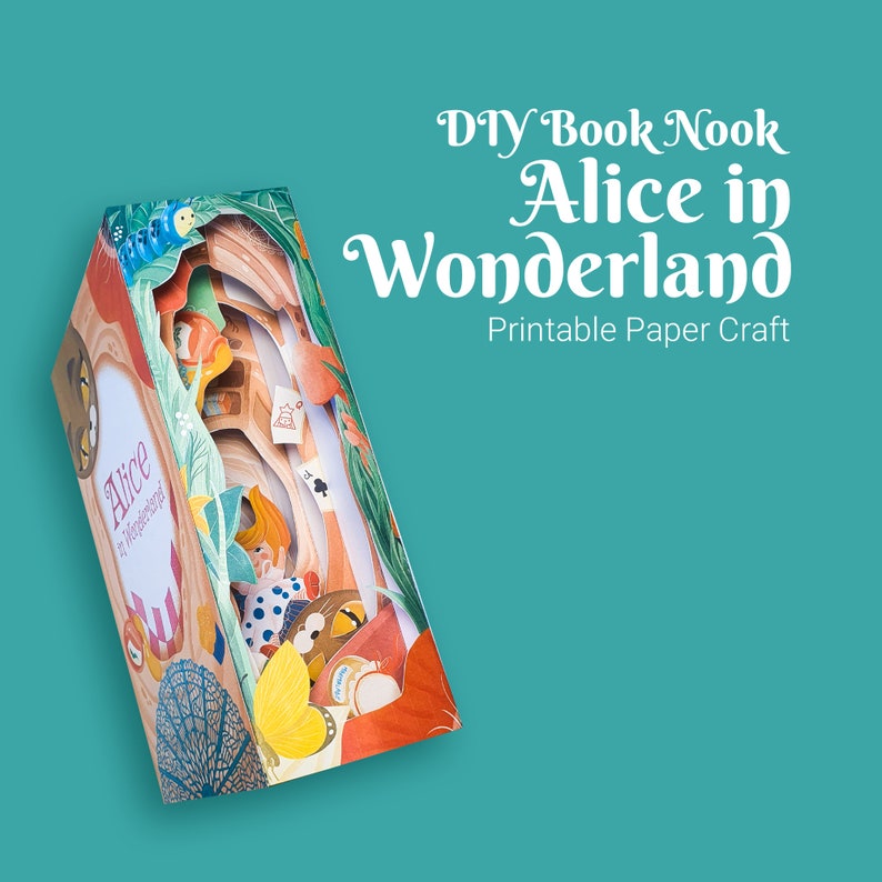 Paper Book Nook With Alice in Wonderland, Alice Falls Through the ...