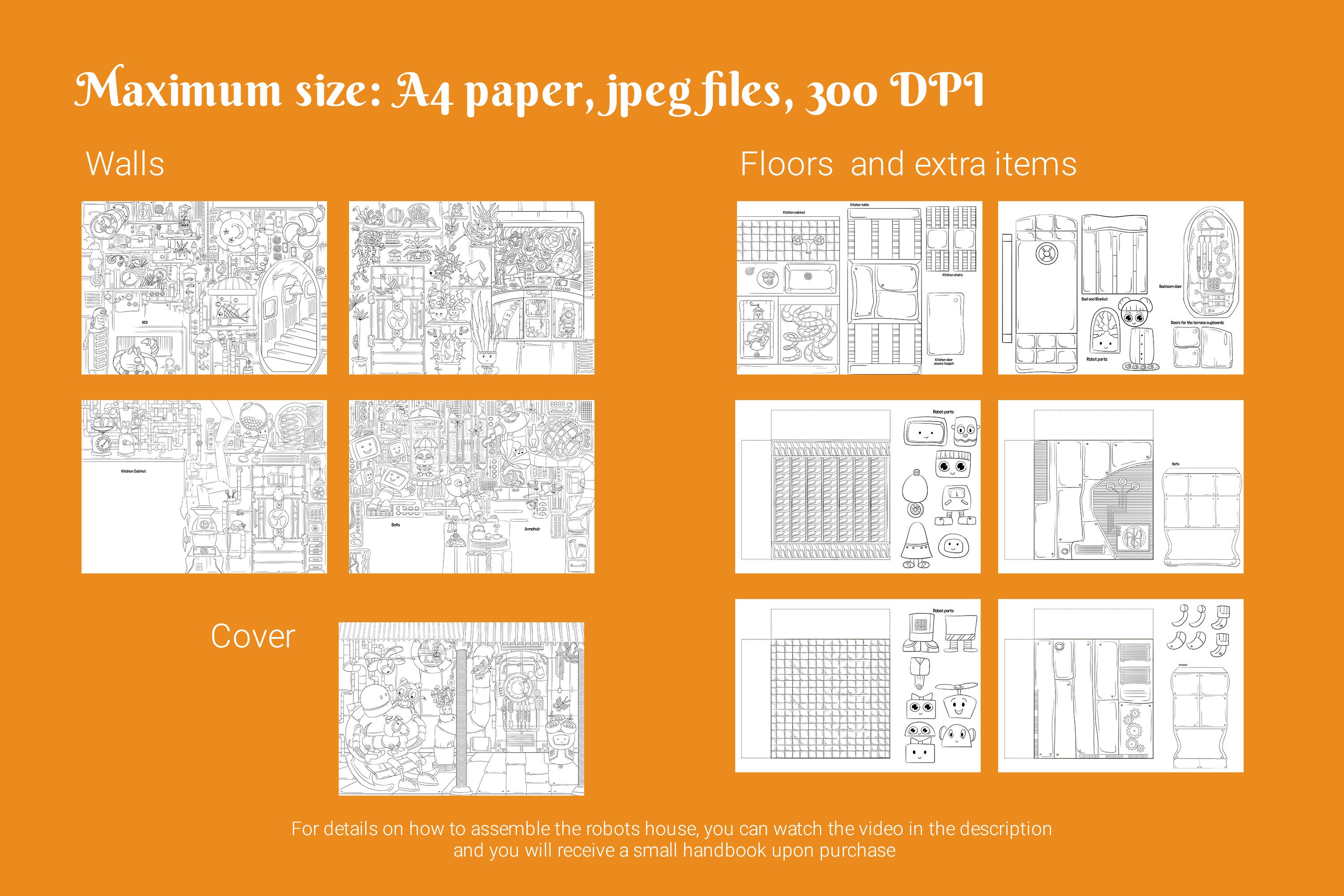 Robot House 3d Papercraft Model With Pop-up Elements, Coloring Pages ...