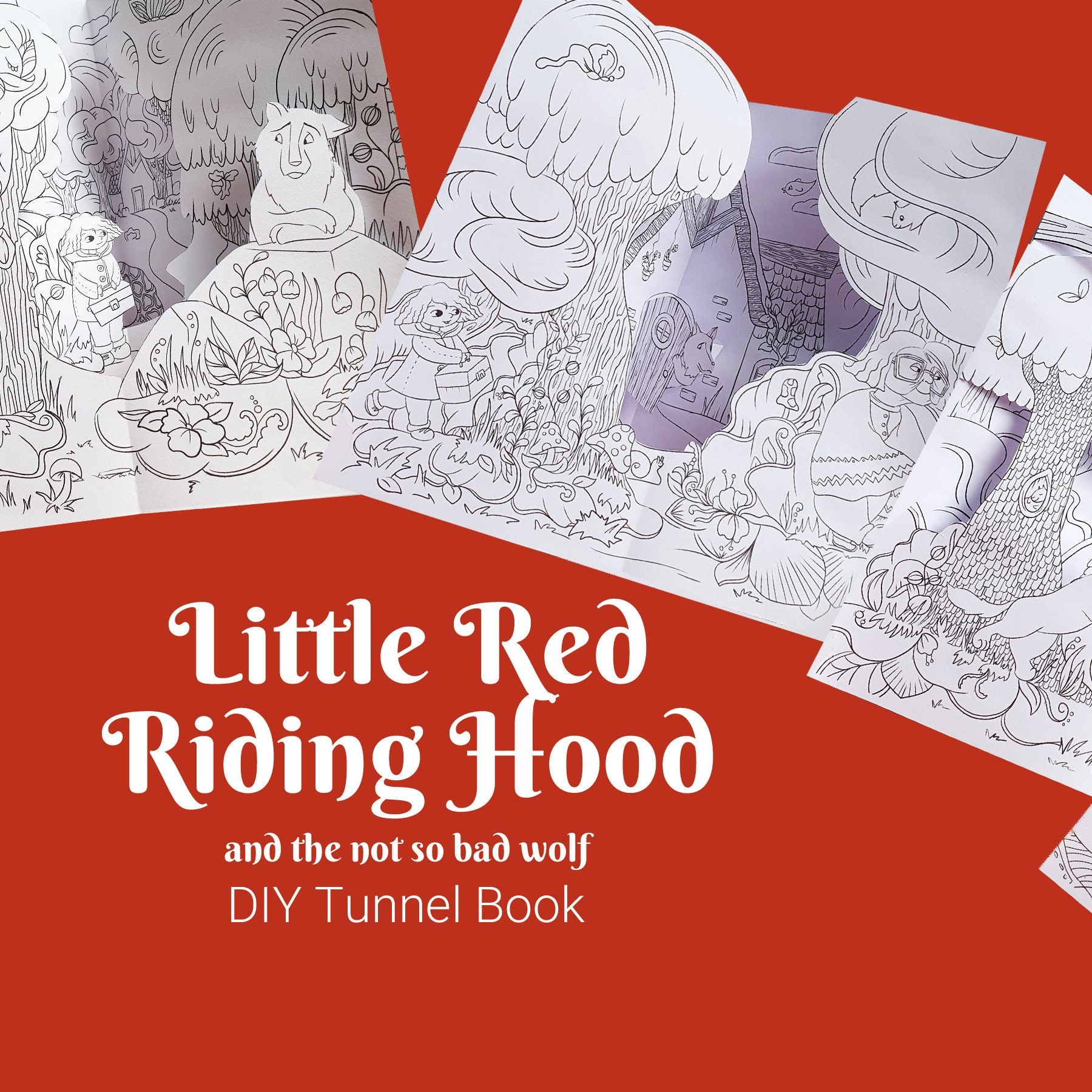 Little Red Riding Hood Diy Carousel Book and Coloring Pages, Printable ...
